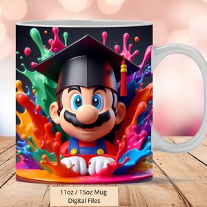 3D Super Mario Graduation Splash Mug Wrap, 11oz & 15oz Mug Template ...