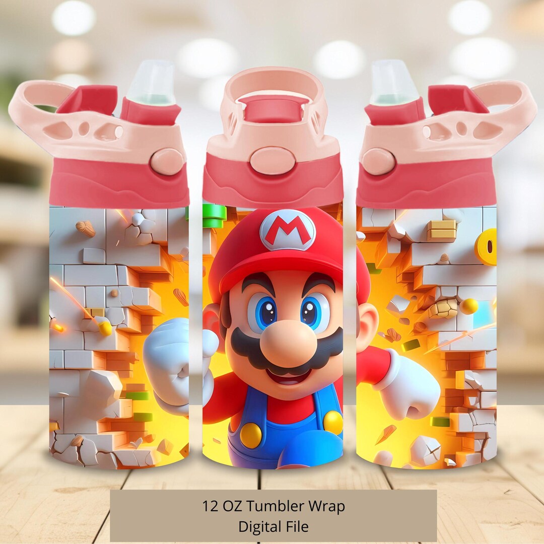 3D Super Mario Cracked Hole Shine Tumbler Design, 12oz Stitch Cup ...