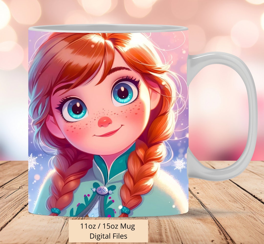 3D Cute Anna Frozen Mug Wrap, 3D Anna Mug Wrap Sublimation Design PNG ...