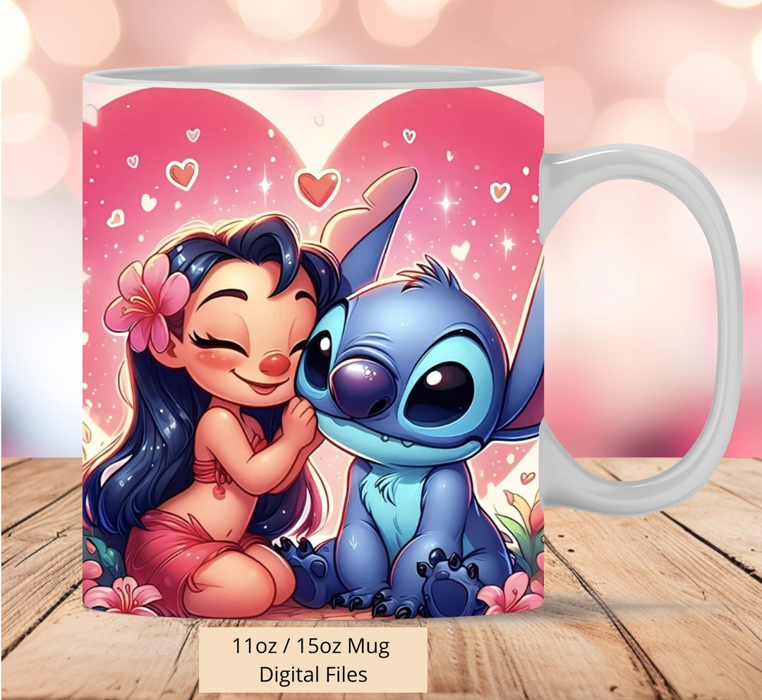 3D Love Lilo and Stitch Mug Wrap, 3D Lilo Mug Wrap Sublimation Design ...