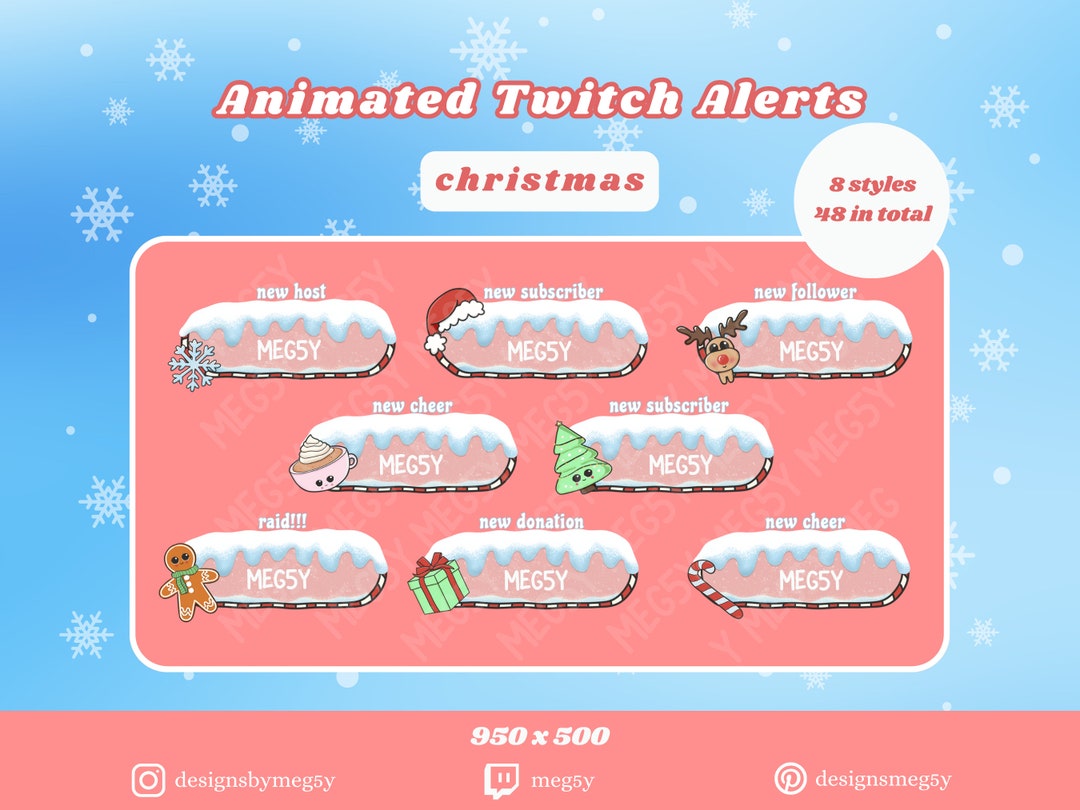 Animated Christmas Twitch Alerts | Kawaii Holiday Stream Overlay (webm ...