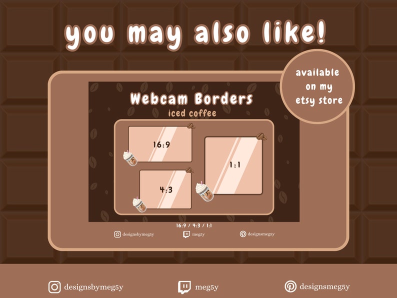 Iced Chocolate Twitch Webcam Borders | Cute Kawaii Twitch Graphics | Cozy Streaming Package ...