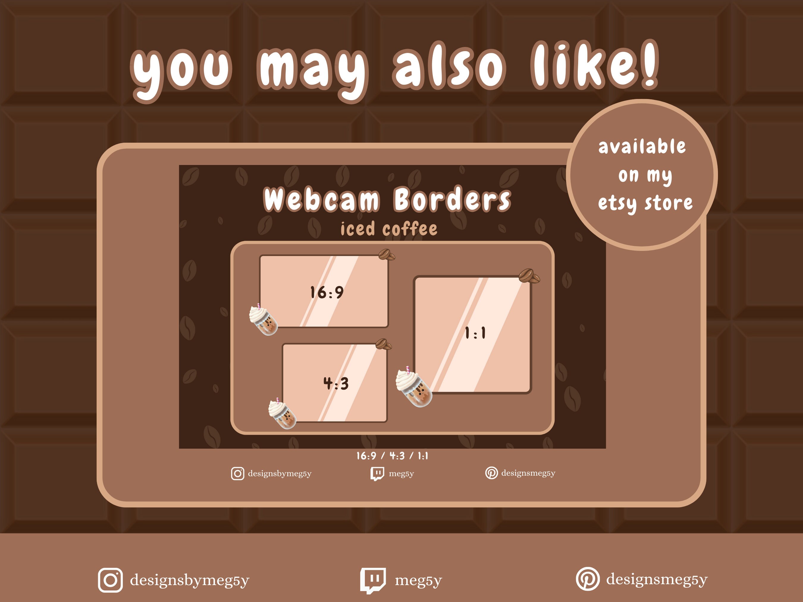 Iced Chocolate Twitch Webcam Borders | Kawaii Stream Overlay (PNG) - Etsy