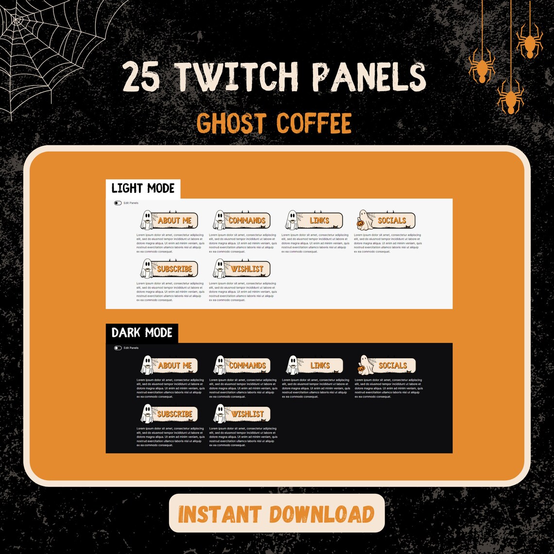 Halloween Ghost Coffee Twitch Panels | Spooky Streamer Graphics ...
