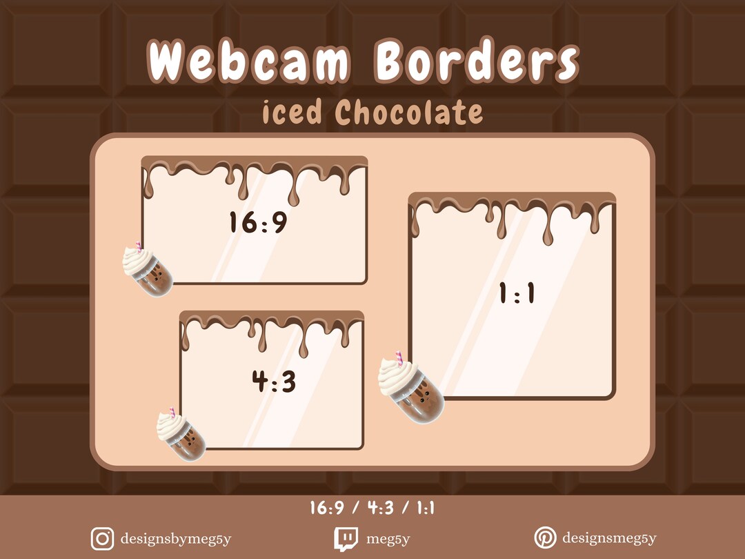 Iced Chocolate Twitch Webcam Borders | Kawaii Stream Overlay (PNG) - Etsy