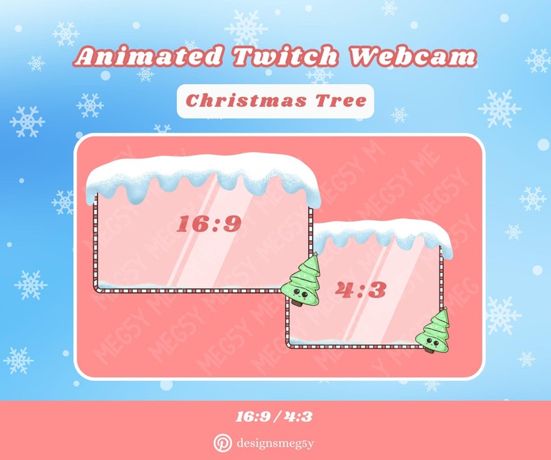 Animated Christmas Tree Twitch Webcam Border | Cute Snow Falling ...