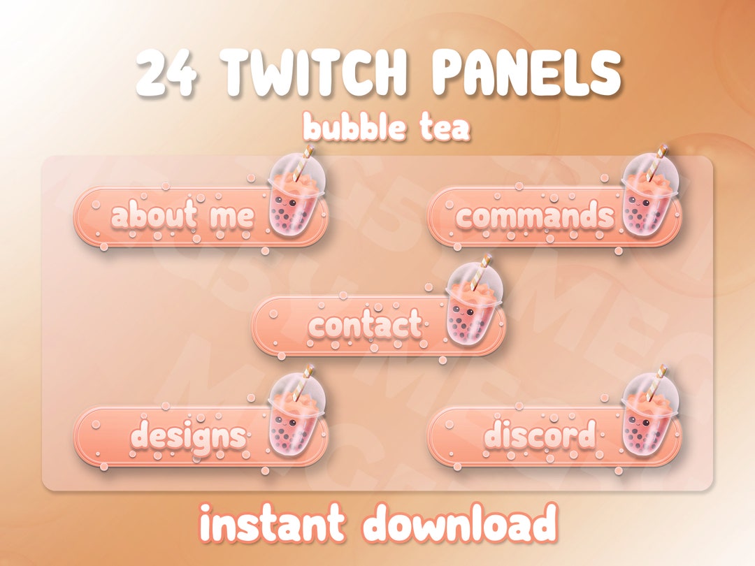Bubble Tea TWITCH PANELS | Cute Pastel Peach Twitch Graphics | Boba Tea ...