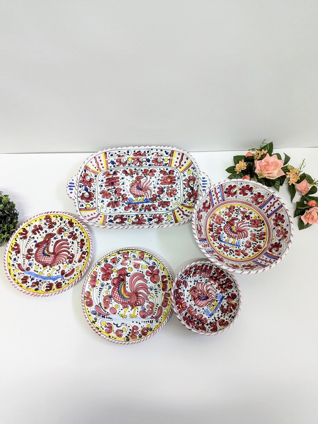Vintage Deruta Orvieto Red Rooster Majolica – Replacement Bowls and ...