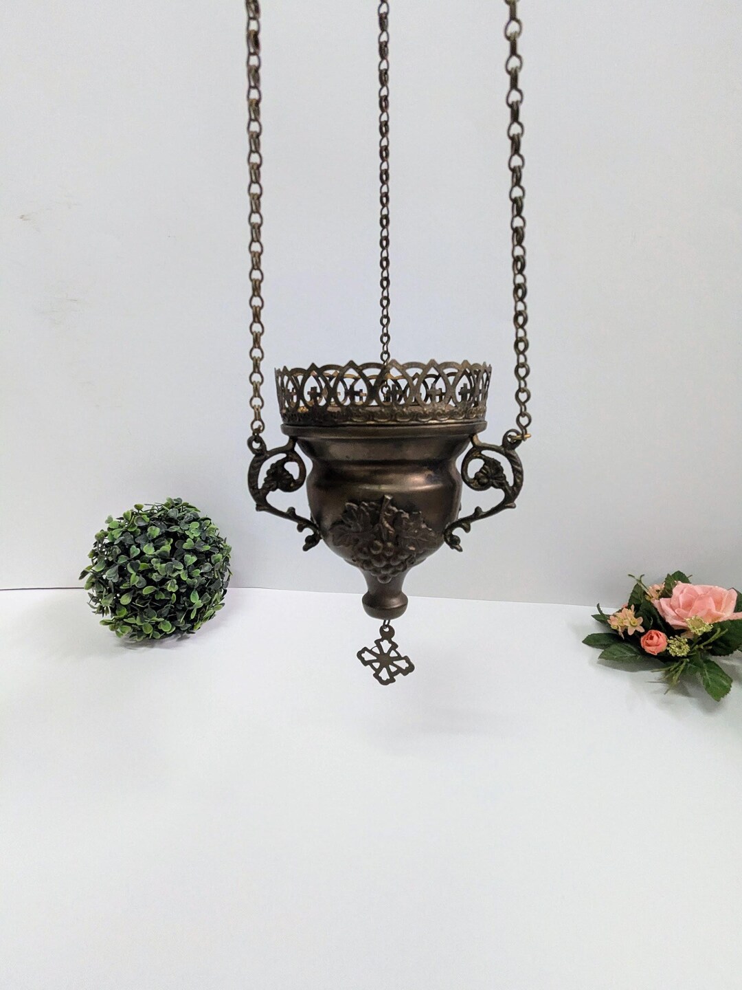 Antique Copper Incense Burner Religious Hanging Censer Church Thurible ...