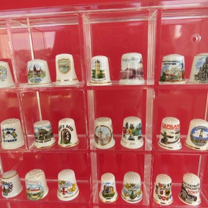 Plexiglass Display Case With 69 Porcelain Thimbles,city and Monuments ...