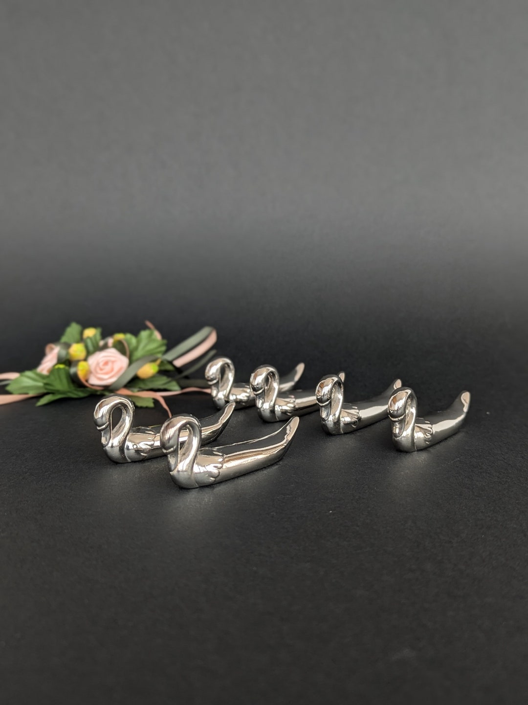 Set of 6 Vintage Swan Knife Rests. Set of 6 Silver Plated Swan Stands ...