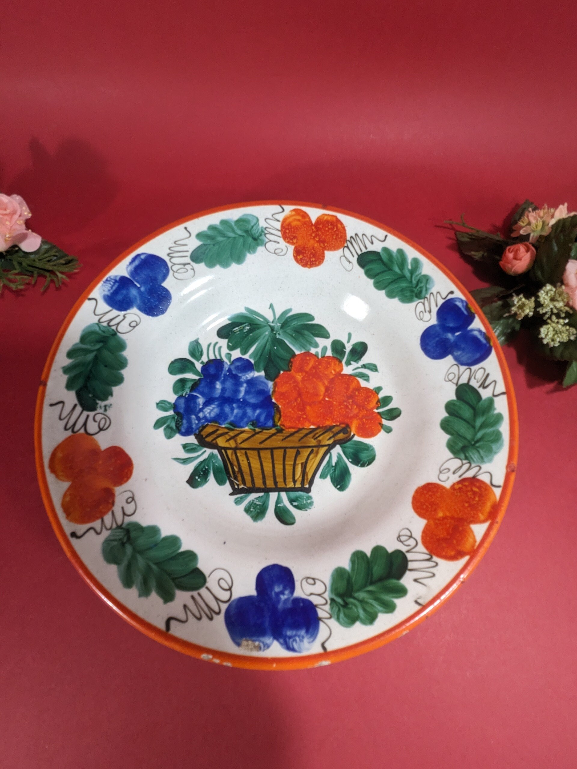 Vintage Hand-painted Hungary Apatfalva Folk Ceramic Plate From the 1930s.wall Plate With Grape ...