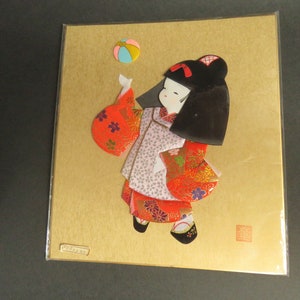 Vintage Japanese Oshie Fiber Arts, the Girl With the Ball, Japanese ...