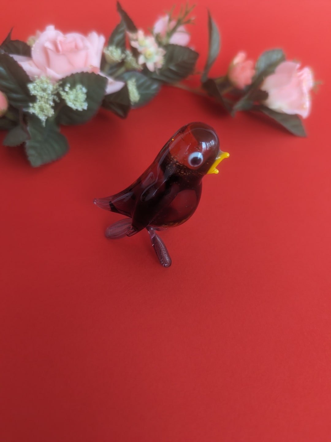 Vintage Amber Glass Bird Figurine.collectible Animal Sculpture. Art ...