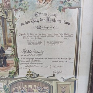 Antique Framed German Confirmation Certificate 1910 - Etsy