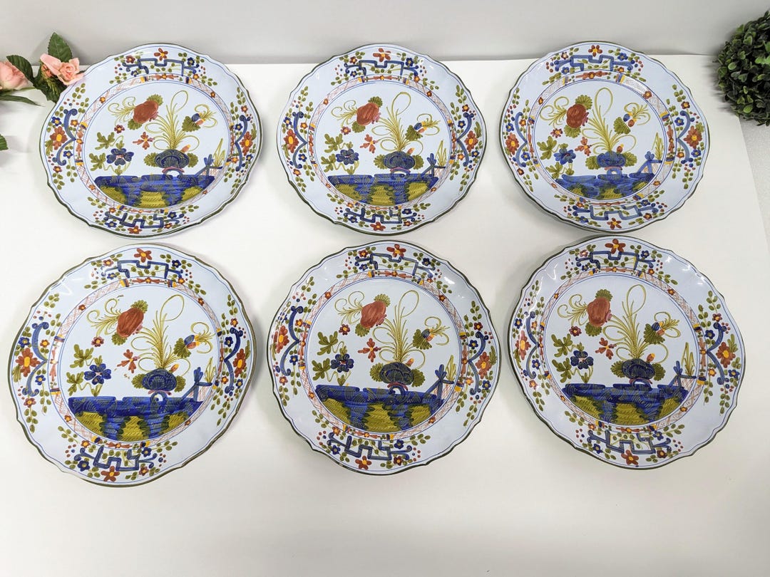 Vintage Italian Garofano Faenza Dinner Plates – Set of 6 – Hand Painted ...