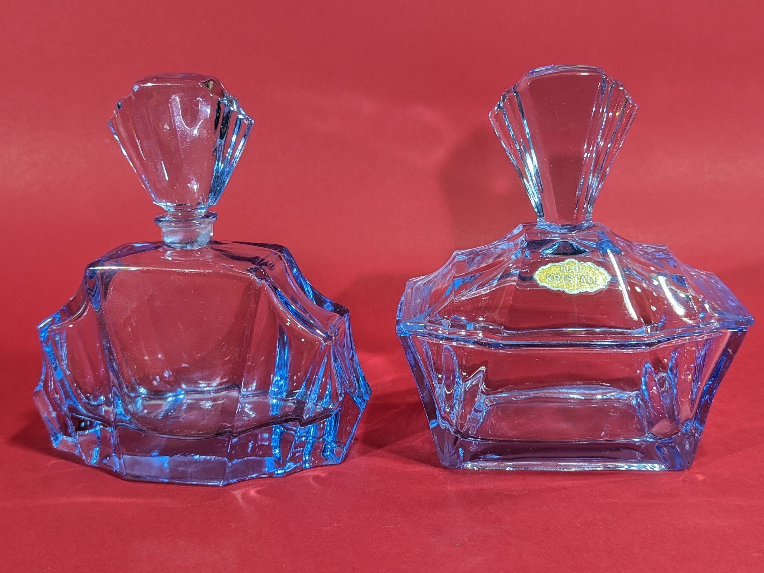 Blue Glass Dressing Table Set.echt Kristall Dressing Table Set - Etsy