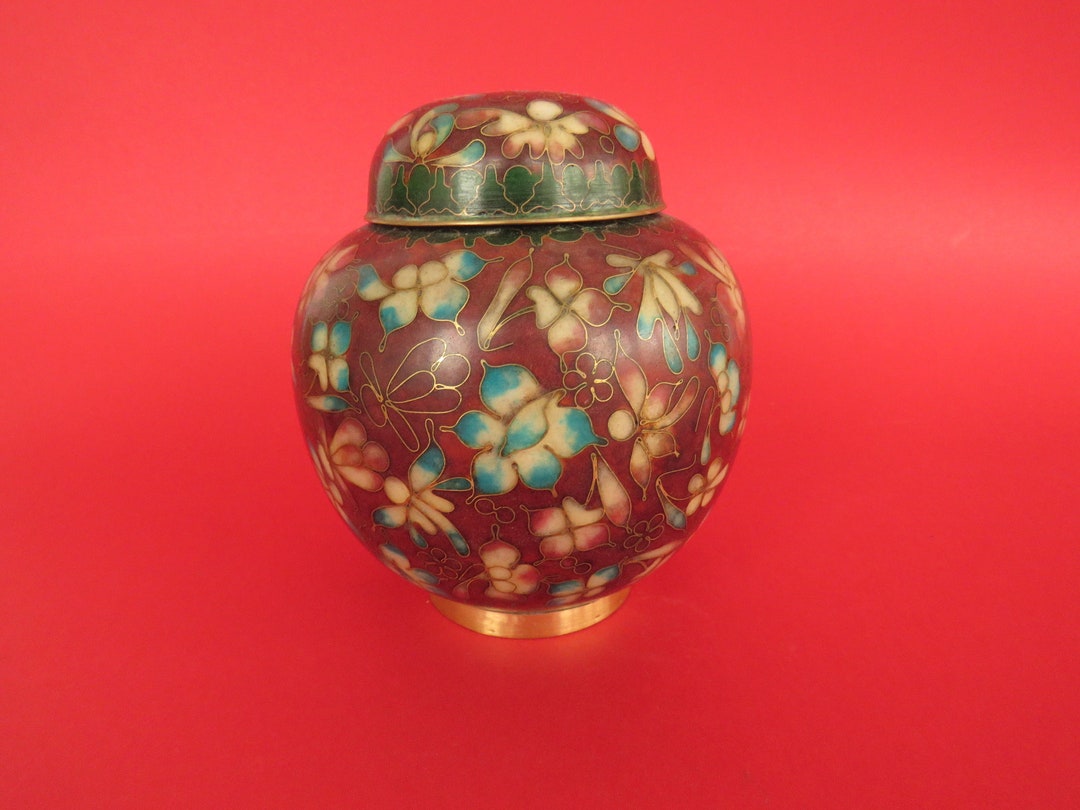 Vintage Cloisonne Ginger Jar,floral Decorativ Cloisonne Urn - Etsy