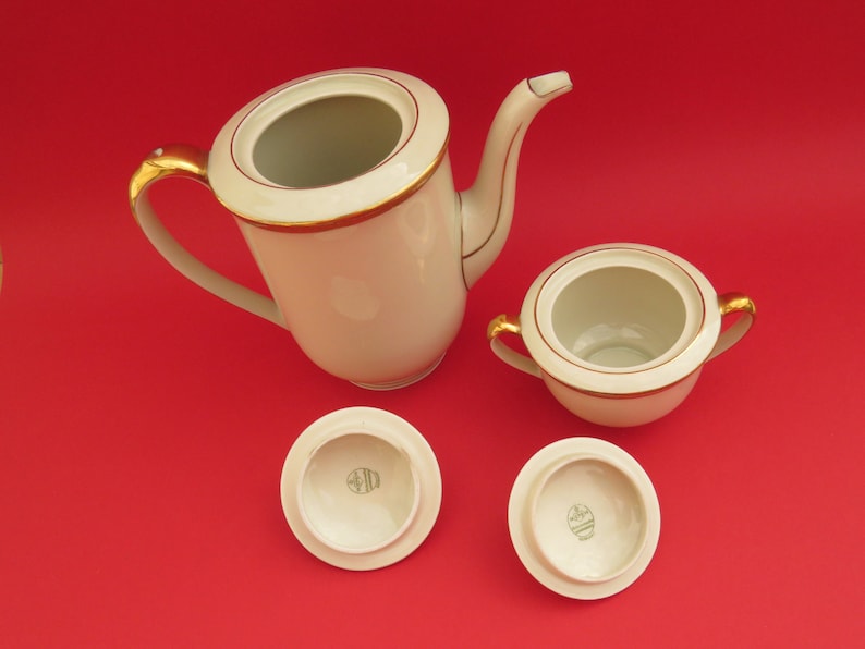 Hutschenreuther Hohenberg Porcelain Teapot and Sugar Bowl With Lid,gold ...