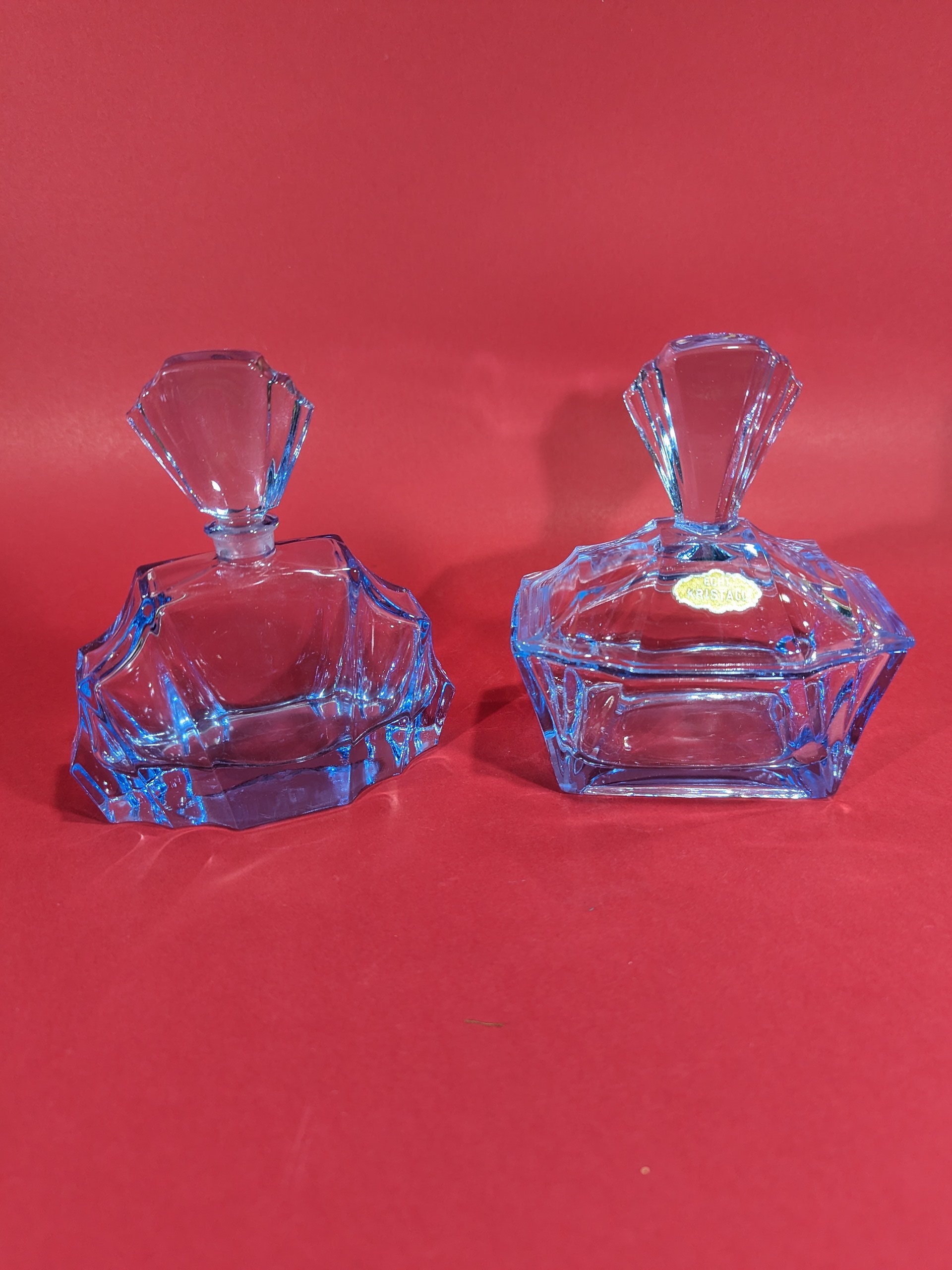 Blue Glass Dressing Table Set.echt Kristall Dressing Table Set - Etsy