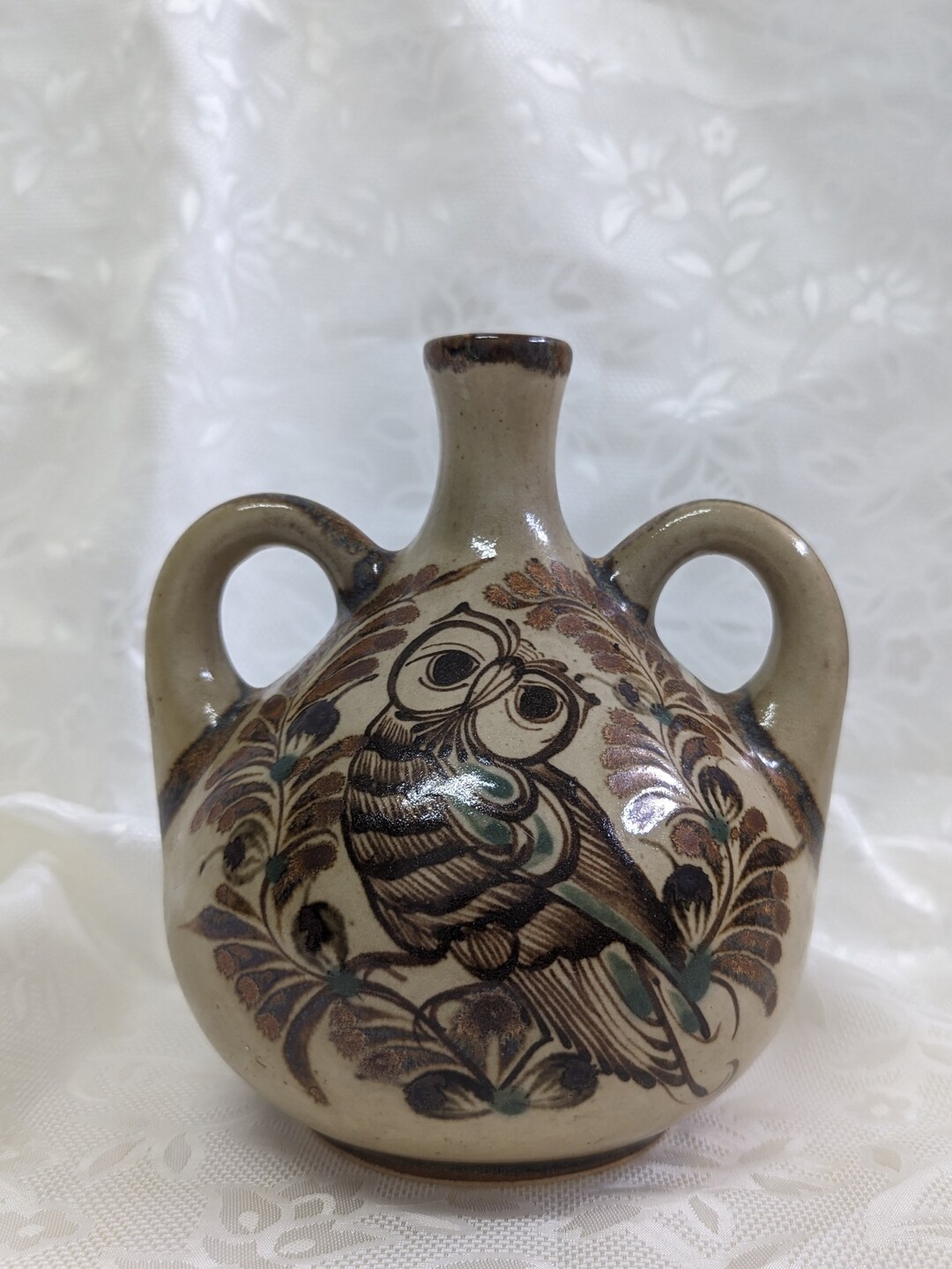 Vintage Handmade Owl Pottery Jug Crafted by the Mexican Artist Carlos ...