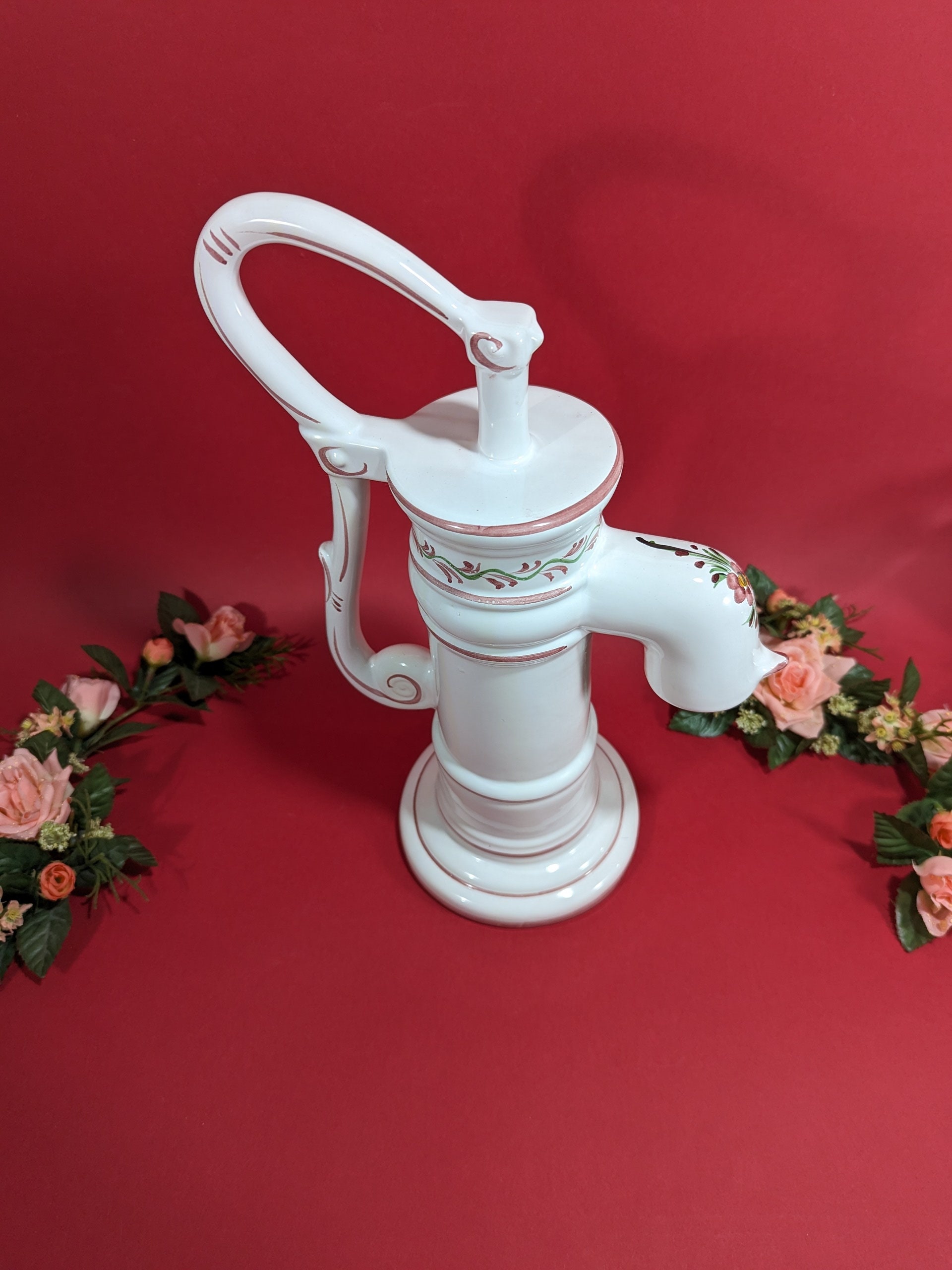 Vintage Ceramic Water Pump, Floral Ceramic Water Pump - Etsy