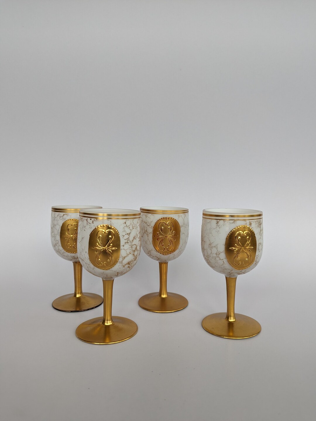 Stunning Vintage Set of Four Midcentury Liqueur or Sweet Wine Glasses ...