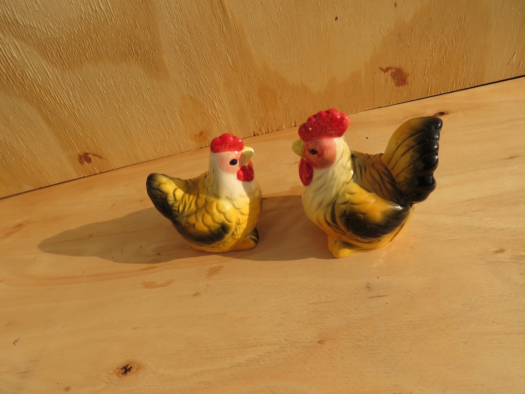 Vintage Ceramic Rooster and Hen, Containers for Salt and Pepper - Etsy