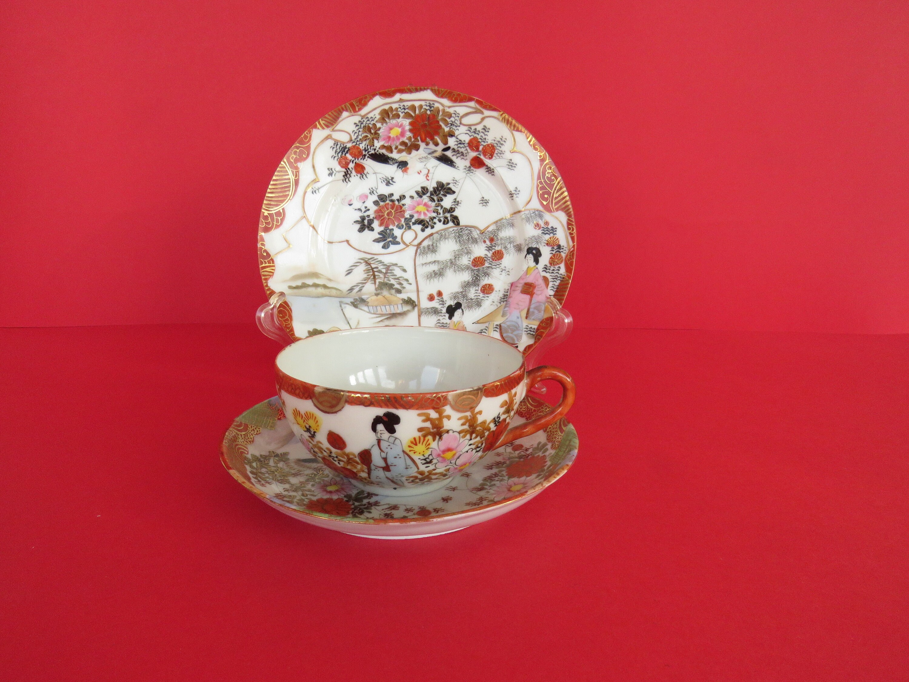 Vintage Japanese Kutani Porcelain Tea Set, Trio Set. - Etsy