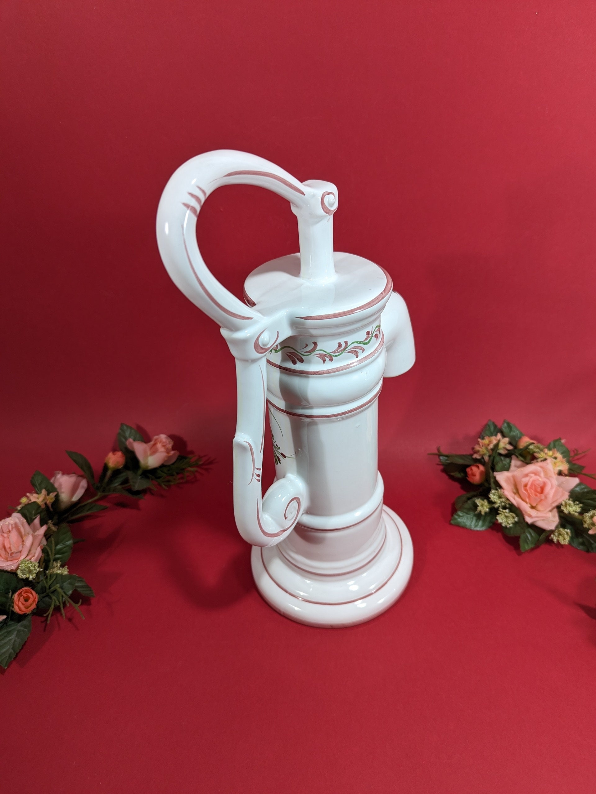 Vintage Ceramic Water Pump, Floral Ceramic Water Pump - Etsy