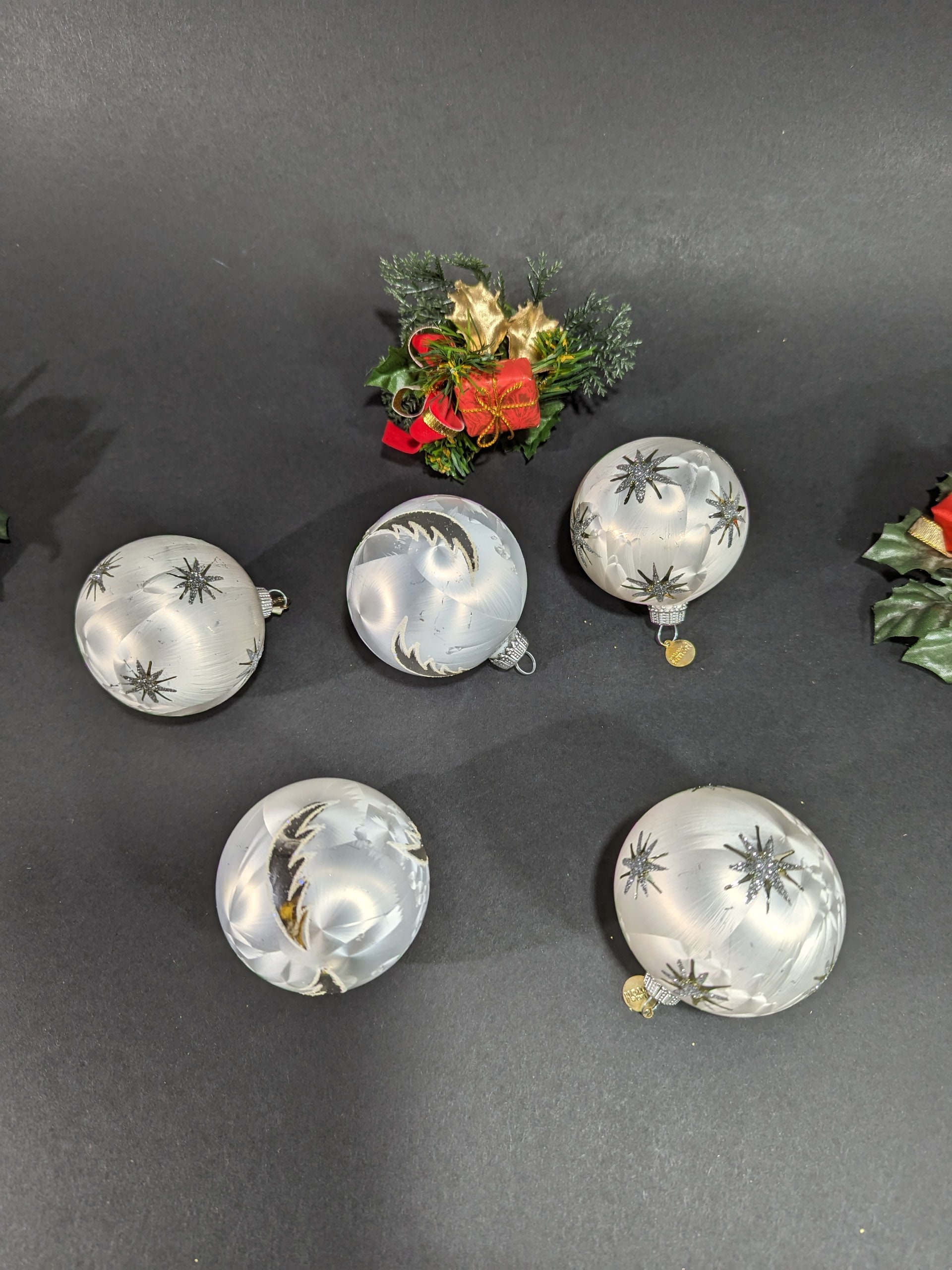 Vintage Set of 6 Pearl White Glass Dehner Germany 70s Christmas Balls ...
