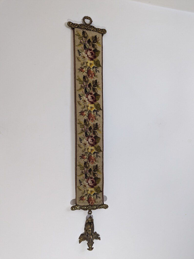 Vintage German Embroidered Tapestry,needlepoint Flowers With Embossed ...
