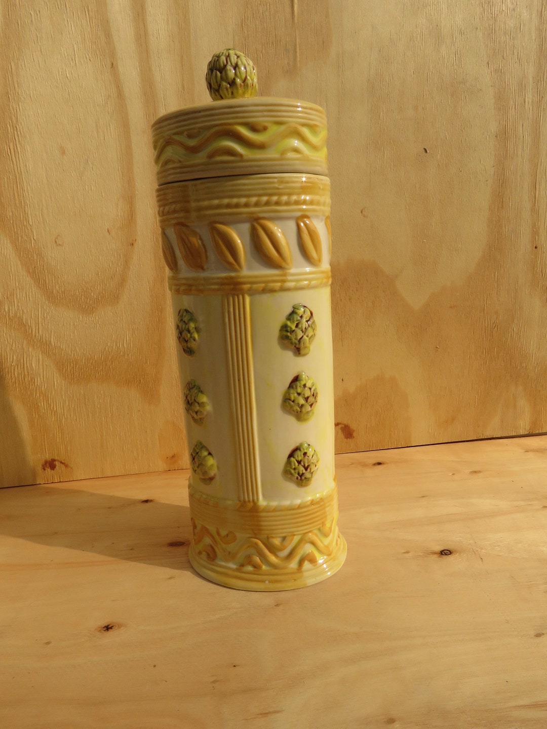 Vintage Ceramic Pasta Spaghetti,grissini Storage Container Artichoke ...