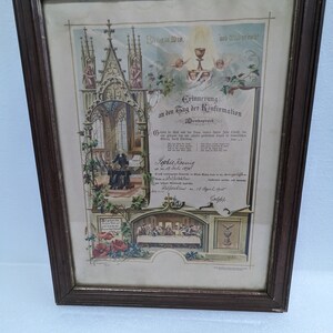 Antique Framed German Confirmation Certificate 1910 - Etsy