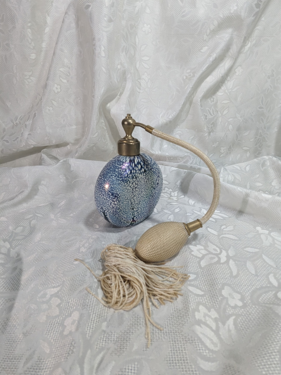 Vintage Phoenician Handblown Blue Glass Art Glass Perfume Bottle Atomizer & Tassel - Etsy