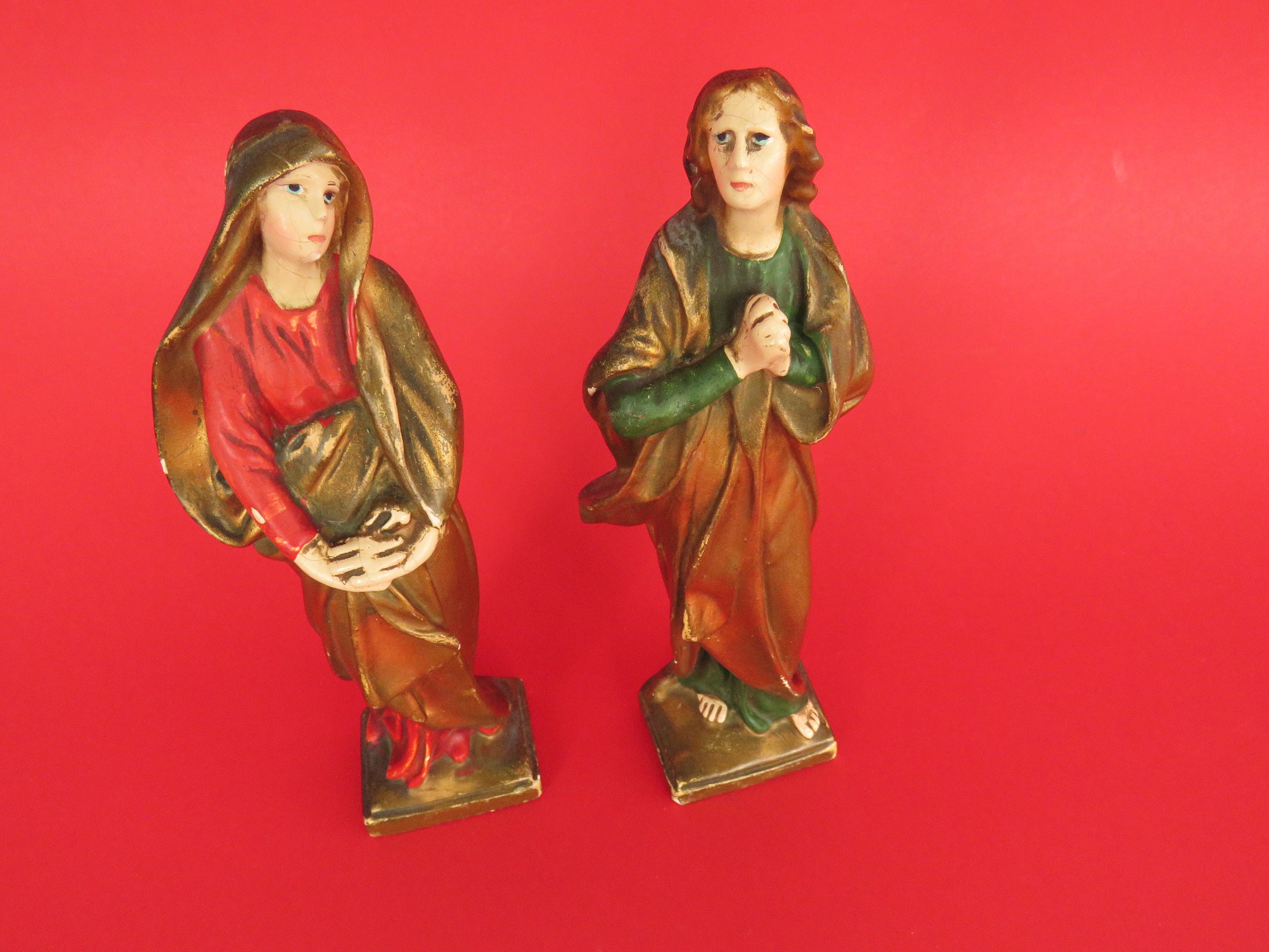 Two Antique Statues of the Virgin Mary and Mary Magdalene, German ...