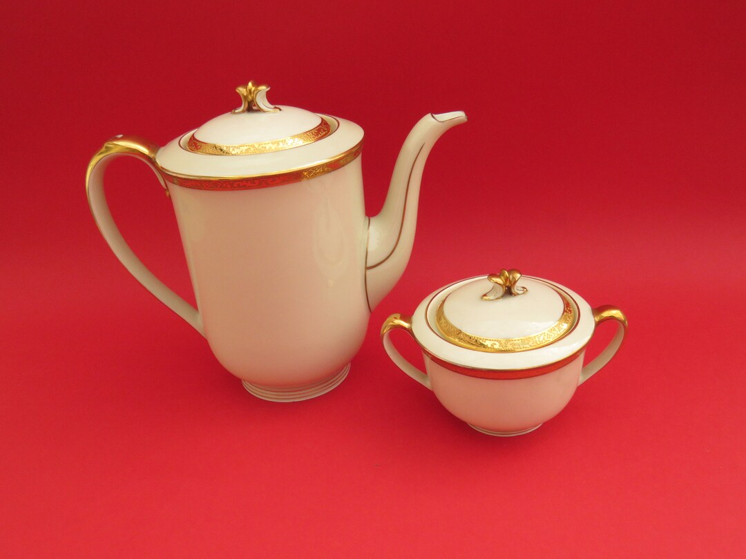 Hutschenreuther Hohenberg Porcelain Teapot and Sugar Bowl With Lid,gold ...