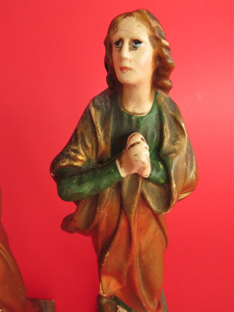 Two Antique Statues of the Virgin Mary and Mary Magdalene, German ...