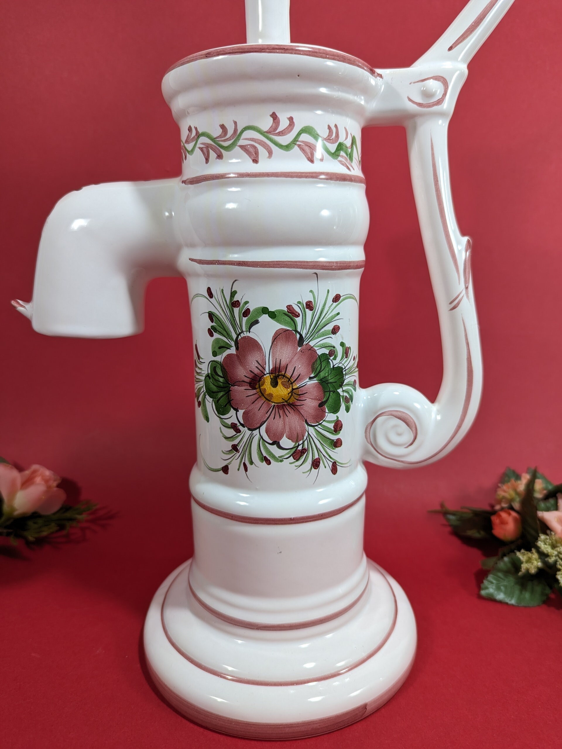 Vintage Ceramic Water Pump, Floral Ceramic Water Pump - Etsy
