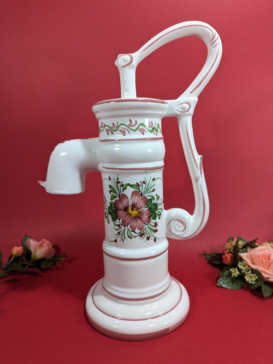 Vintage Ceramic Water Pump, Floral Ceramic Water Pump - Etsy
