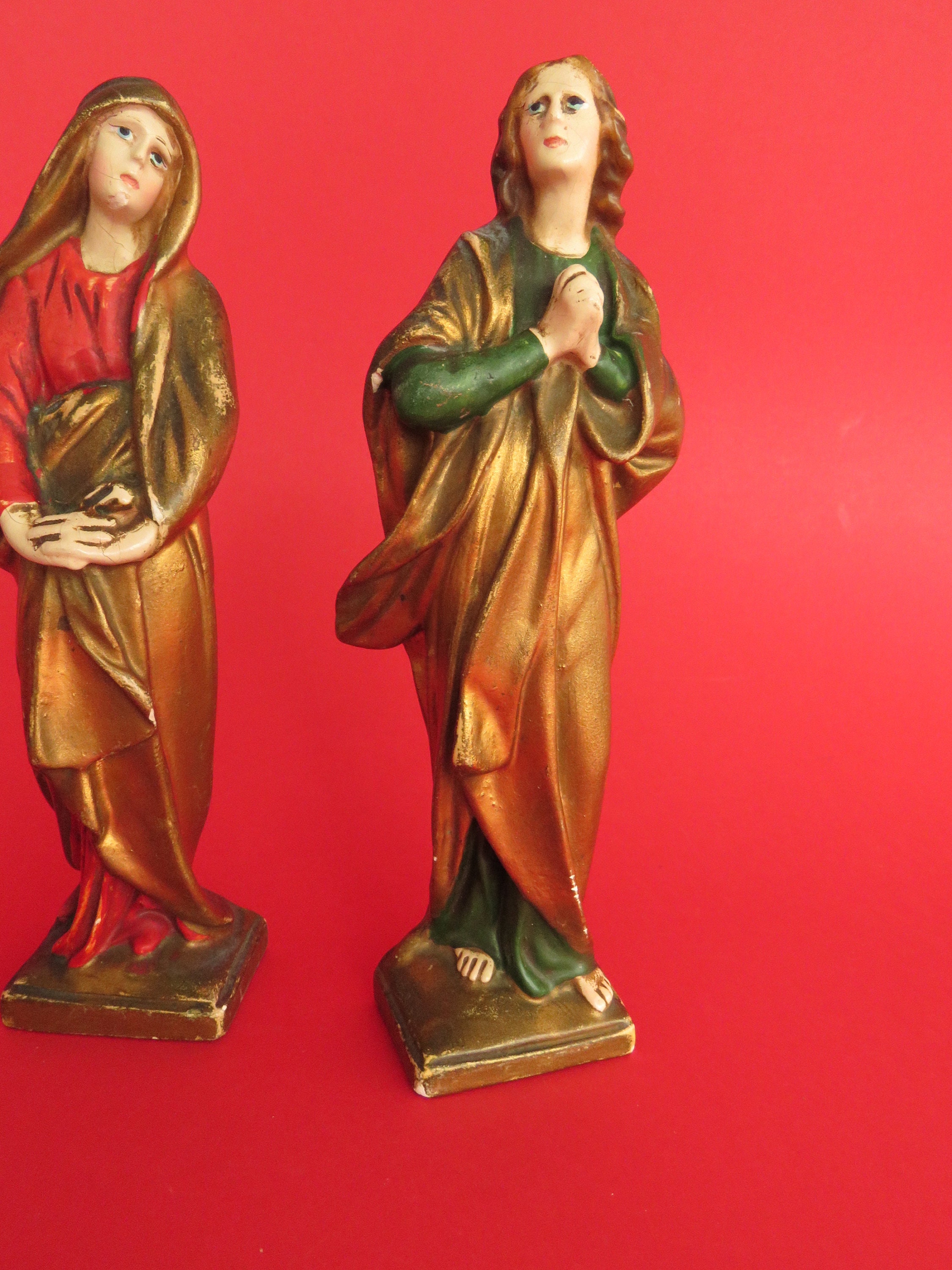 Two Antique Statues of the Virgin Mary and Mary Magdalene, German ...