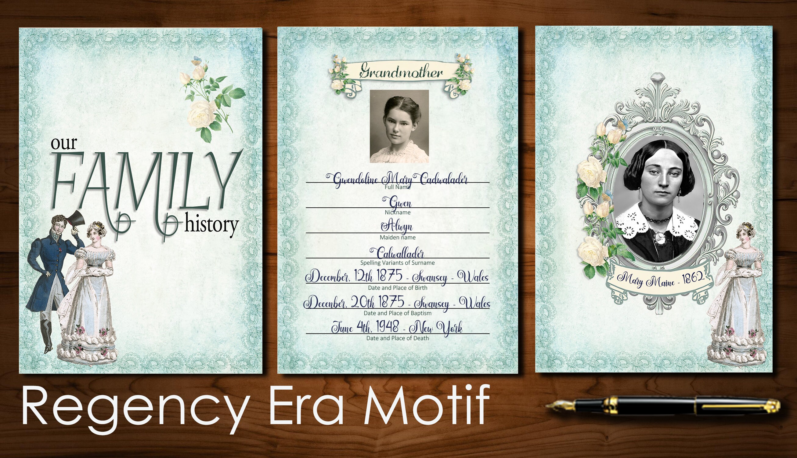 REGENCY Motif Genealogy Forms Set - 200+ EDITABLE Forms Make This the ...