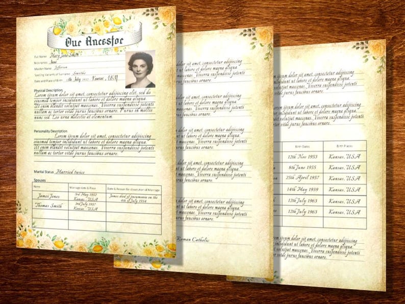 Genealogy Forms: 200+ Editable Family History Templates (PDF) - Etsy