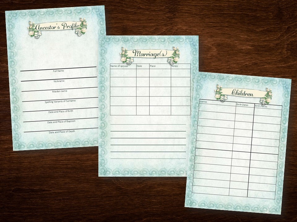 REGENCY Motif Genealogy Forms Set - 200+ EDITABLE Forms Make This the ...