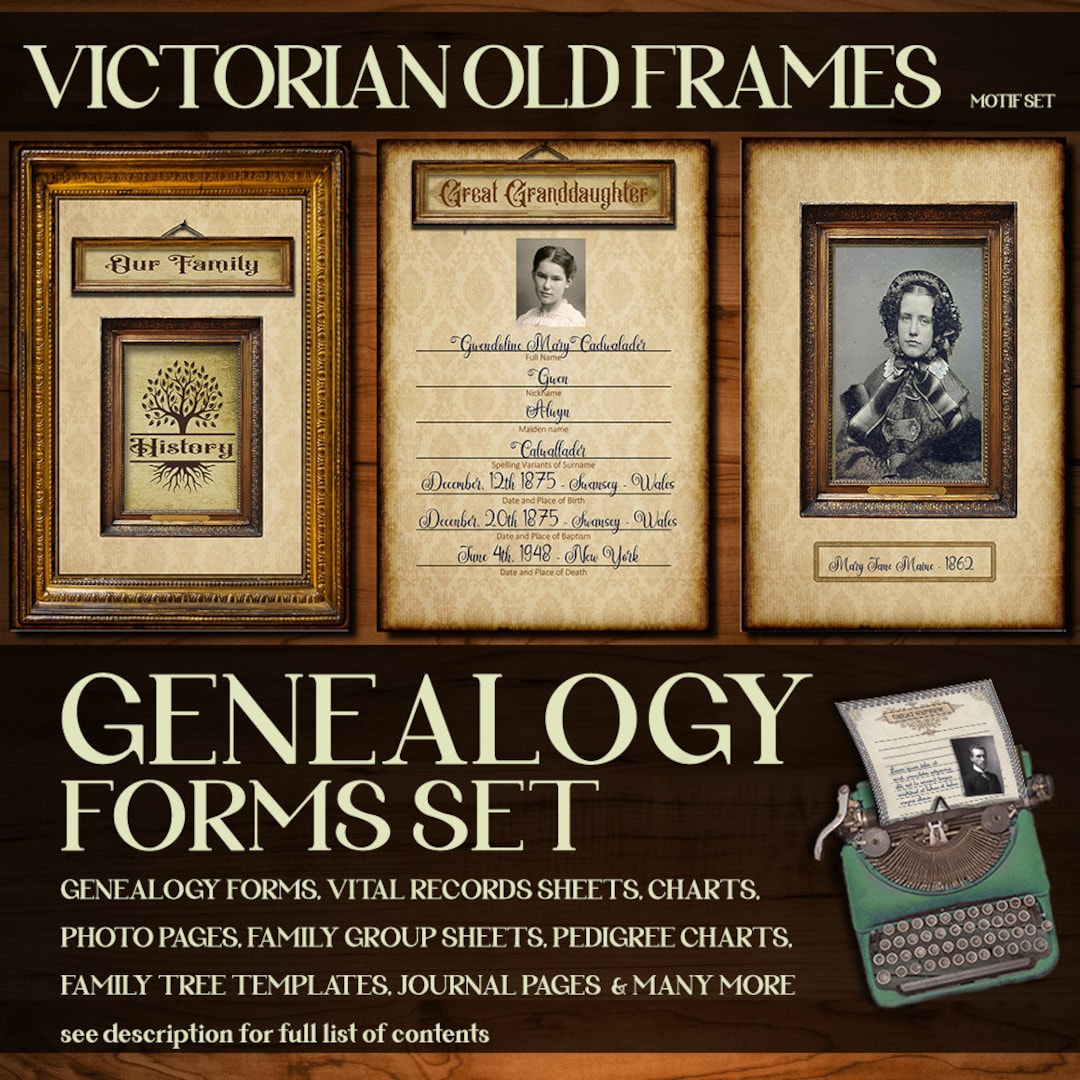 VICTORIAN FRAMES Delux Set- 195 EDITABLE Pages Make This Genealogy ...