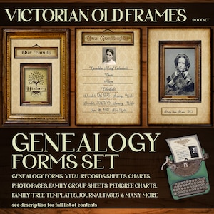 VICTORIAN FRAMES Delux Set- 195 EDITABLE Pages Make This Genealogy ...