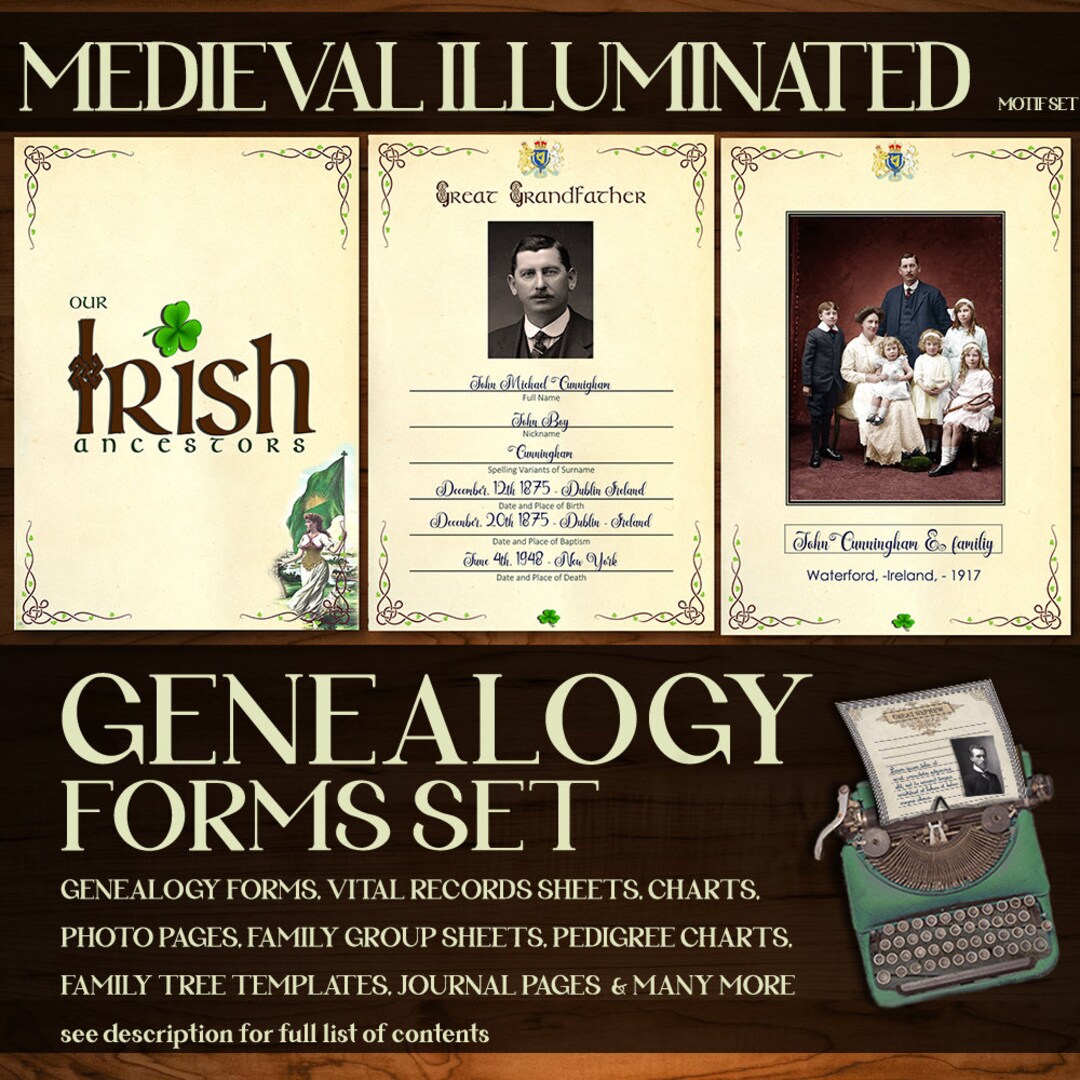 IRISH ANCESTORS - +160 Genealogy Forms, Make This Genealogy Template ...