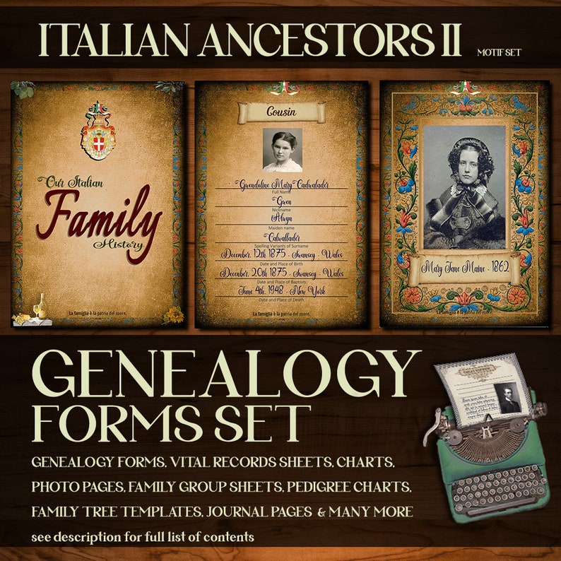 Our ITALIAN ANCESTORS 180 Genealogy Forms Make This Genealogy Template ...