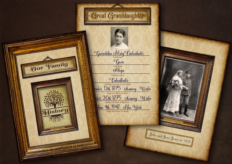 VICTORIAN FRAMES Delux Set- 195 EDITABLE Pages Make This Genealogy ...