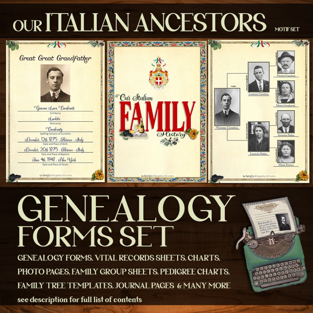 Italian Genealogy Forms: 160+ Ancestry Charts, Family History (PDF) - Etsy